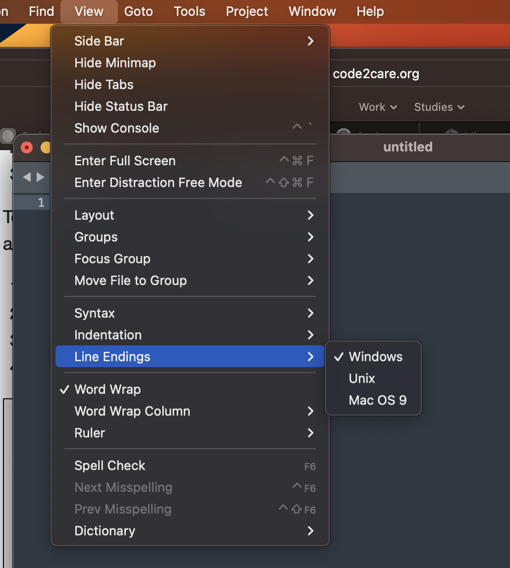 Change Line Endings Encoding Windows Mac Unix CR LF CRLF Sublime Text